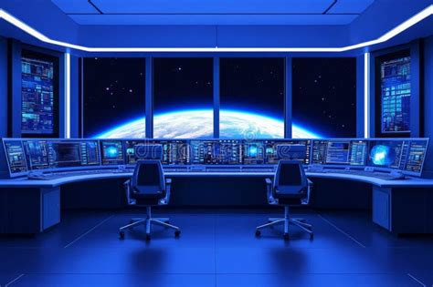 A High Tech Space Station Command Center 3d Background Room With Ultra Modern Control Panels