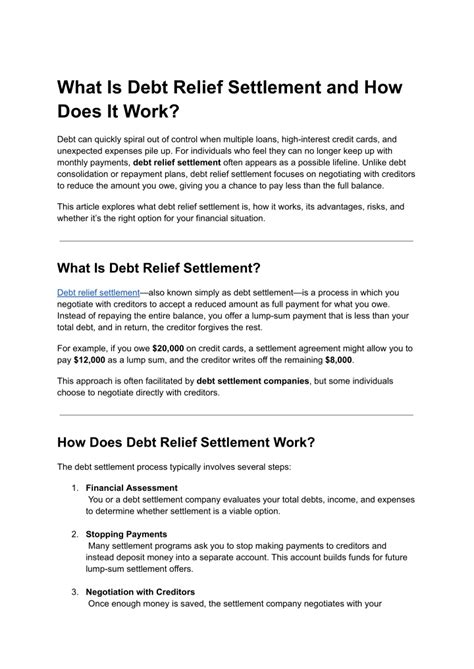 Ppt What Is Debt Relief Settlement And How Does It Work Powerpoint