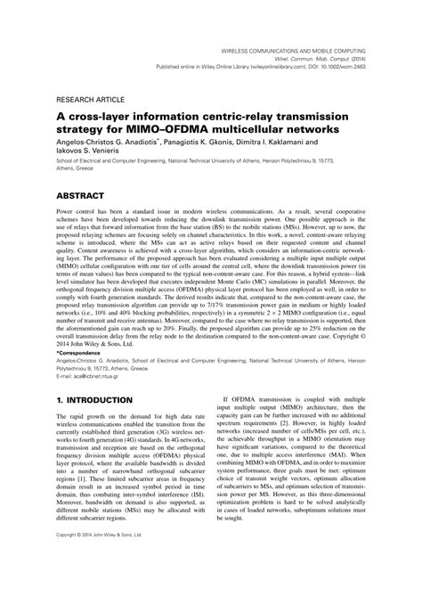 Pdf A Cross Layer Information Centric Relay Transmission Strategy For Mimo Ofdma