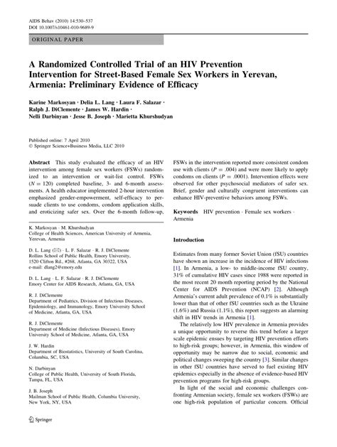 Pdf A Randomized Controlled Trial Of An Hiv Prevention Intervention For Street Based Female