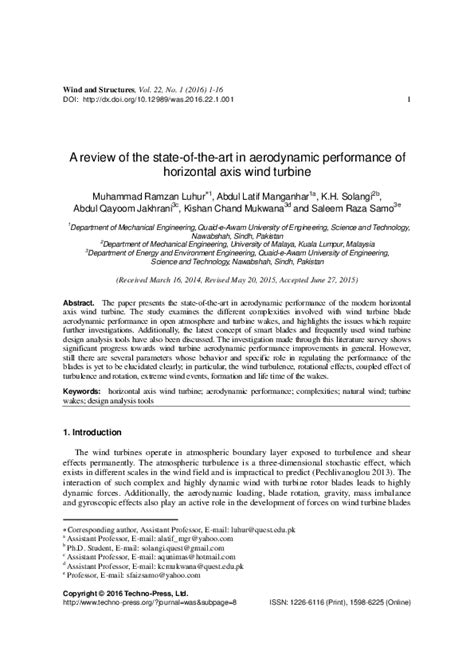 Pdf A Review Of The State Of The Art In Aerodynamic Performance Of