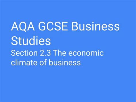 23 The Economic Climate Of Business Teaching Resources