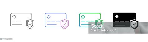 신용 카드 보안 아이콘에는 편집 가능한 획 선 이중 색상 선 그라디언트 선 및 실선의 네 가지 스타일이 있습니다 웹 디자인 모바일 앱 Ui Ux 및 Gui 디자인에