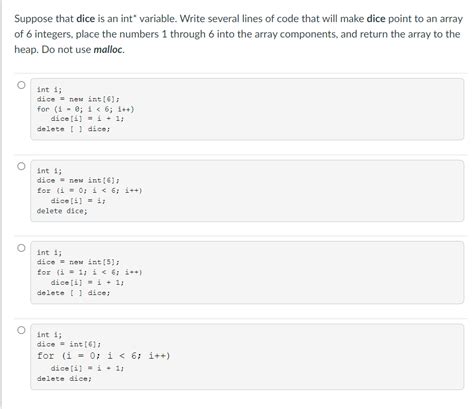 Solved Suppose That Dice Is An Int Variable Write Several