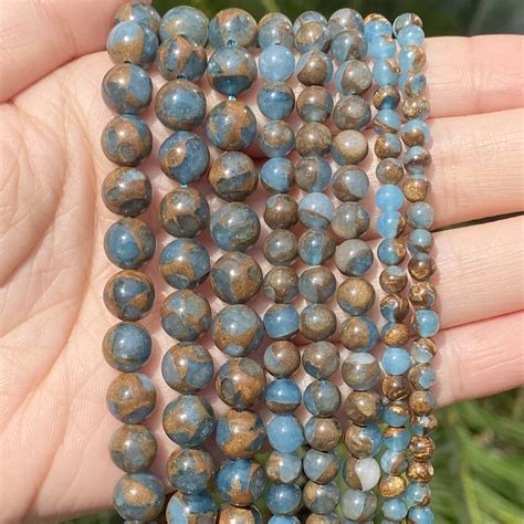 쥬얼리 제작용 천연 호수 블루 클로이소네 스톤 비즈 원형 루즈 스페이서 비즈 Diy 수제 팔찌 4mm 6mm 8mm