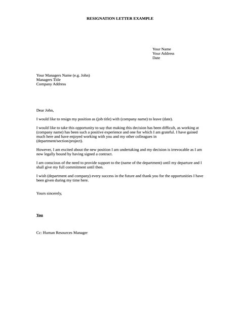 Example Of A Resignation Letter Fill Out And Sign Online Dochub