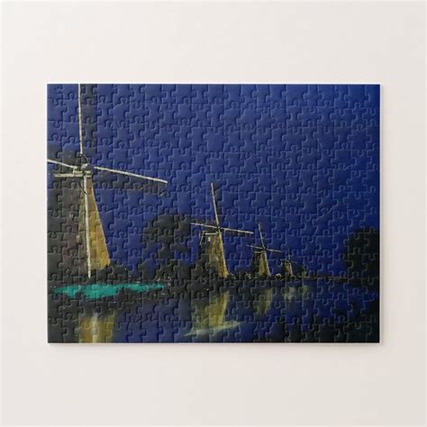 Night At Kinderdijk Jigsaw Puzzle Zazzle Jigsaw Puzzles Jigsaw
