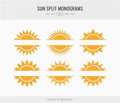 Sun Clipart Split Monograms Dreamstale