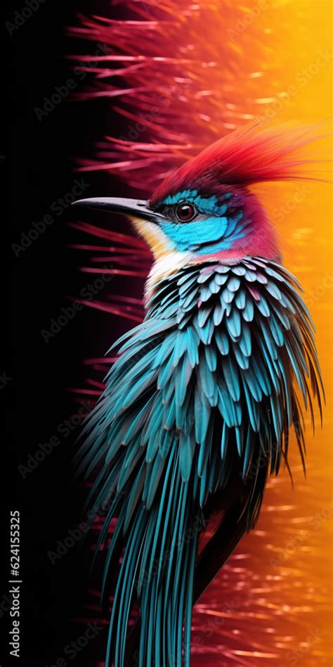 Closeup Illustration Of A Colorful Bird Of Paradise Fibonacci Sequence