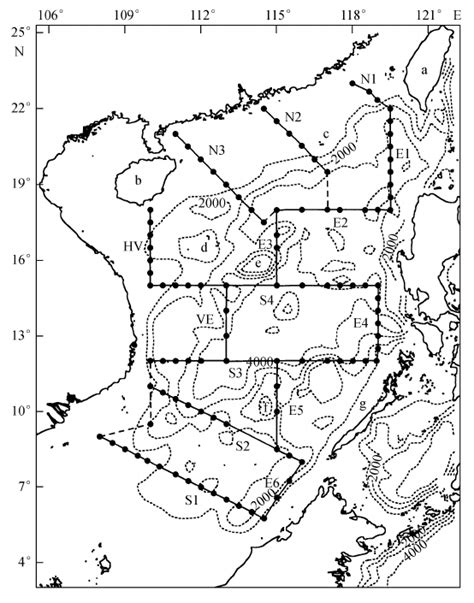 topography observed ctd stations and the sections and the computation