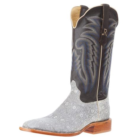 R Watson Boots Mens Natural Ring Tail Lizard 13in Chocolate Cowhide Bo