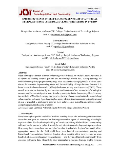 Pdf Emerging Trends Of Deep Learning Approach Of Artificial Neural
