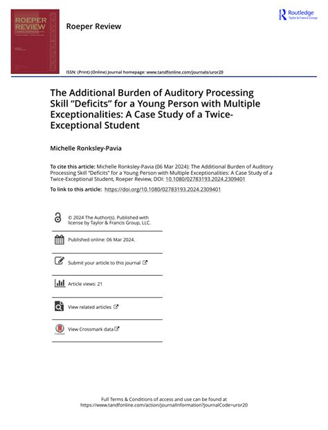 Pdf The Additional Burden Of Auditory Processing Skill Deficits” For A Young Person With