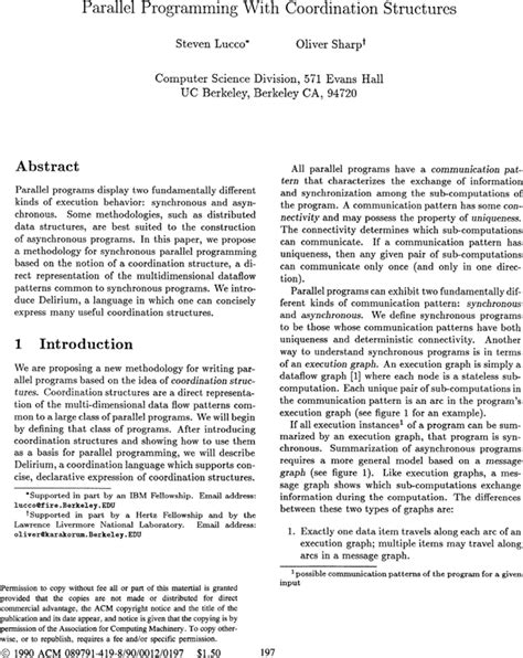 parallel programming with coordination structures proceedings of the