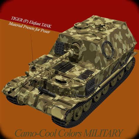 Camo Cool Military Styles For Tiger P Elefant Tank In Poser