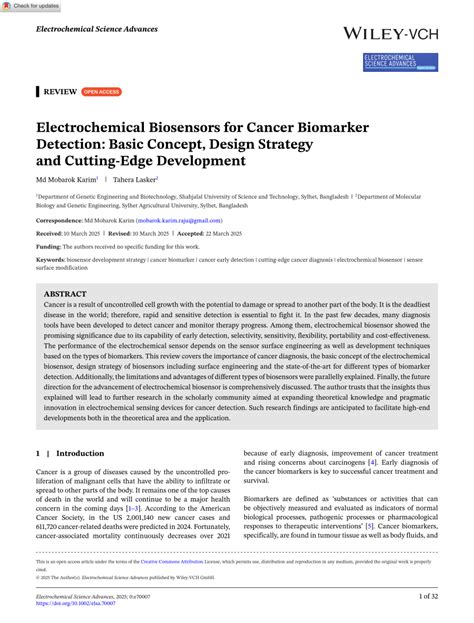 Pdf Electrochemical Biosensors For Cancer Biomarker Detection Basic Concept Design Strategy