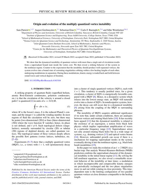 Pdf Origin And Evolution Of The Multiply Quantized Vortex Instability