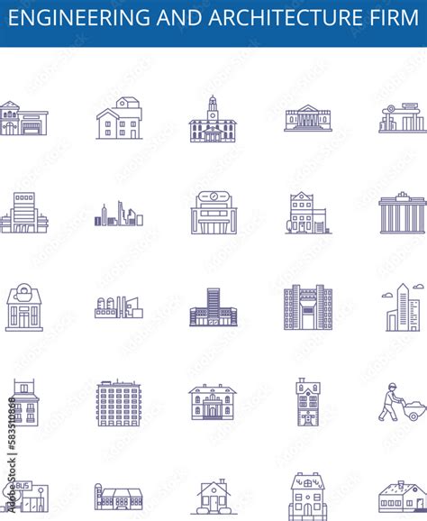 Engineering And Architecture Firm Line Icons Signs Set Design Collection Of Engineering
