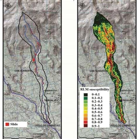 a landslide inventory map b mlr susceptibility model with ten