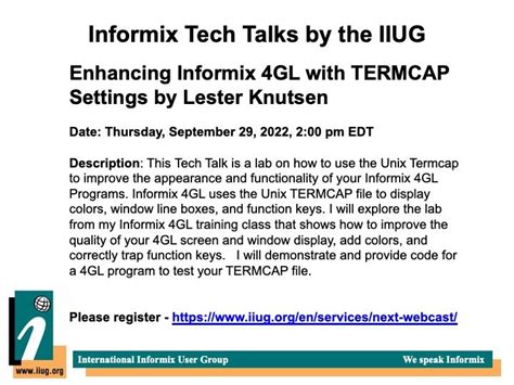 my next informix techtalk enhancing informix 4gl with termcap settings