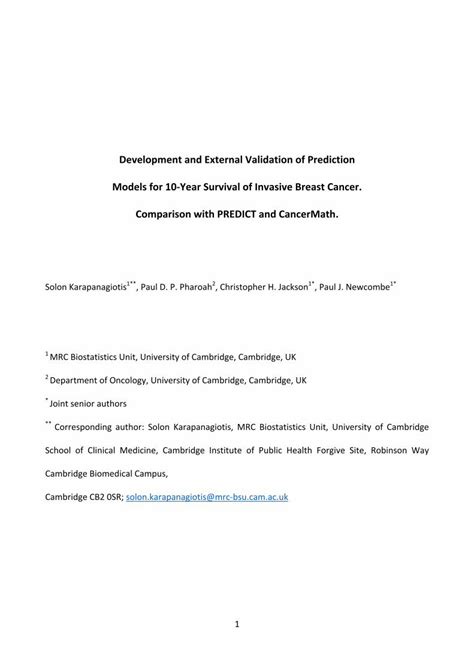 Pdf Development And External Validation Of Prediction Models Dokumen Tips