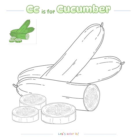 Premium Vector Coloring Page Cucumber