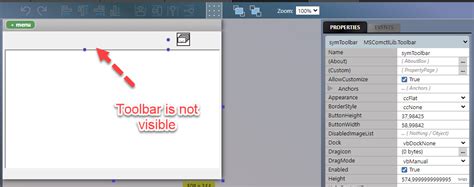 Toolbar Is Only Visible After The Custom Property Page Has Been Opened Issue Twinbasic