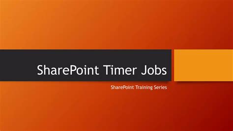 Best Practices For Sharepoint Timer Jobs Pptx Computing