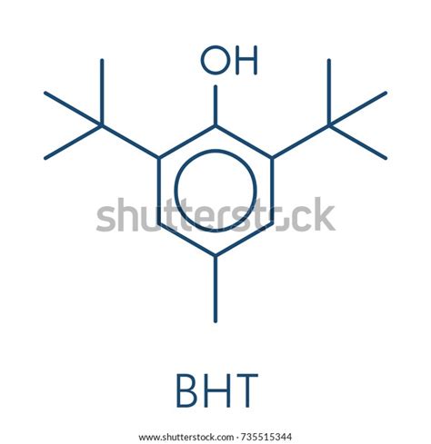 Butylated Hydroxytoluene Bht Antioxidant Molecule Skeletal Stock Vector Royalty Free 735515344
