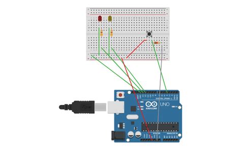 circuit design copy of 2 leds y un pulsador tinkercad
