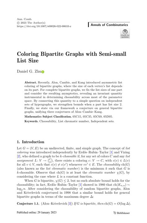 Pdf Coloring Bipartite Graphs With Semi Small List Size