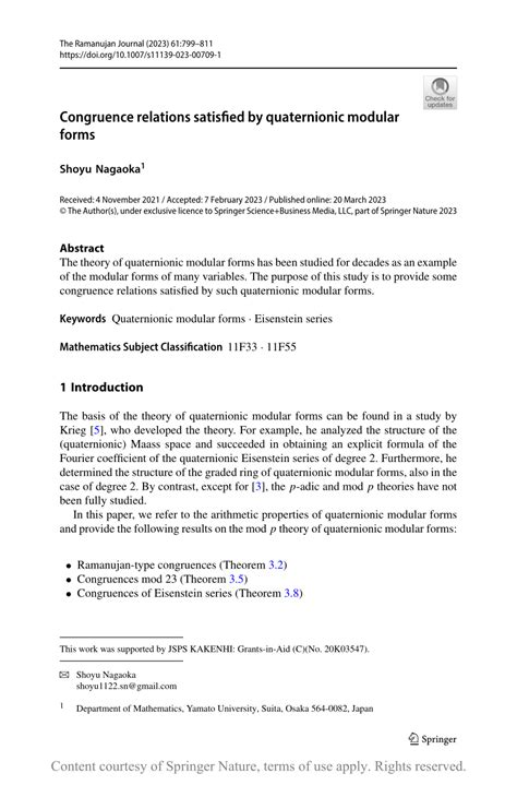 Congruence Relations Satisfied By Quaternionic Modular Forms