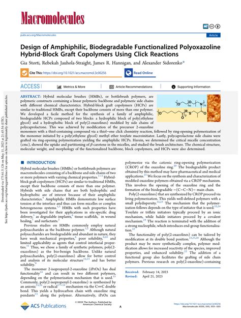 Pdf Design Of Amphiphilic Biodegradable Functionalized Polyoxazoline