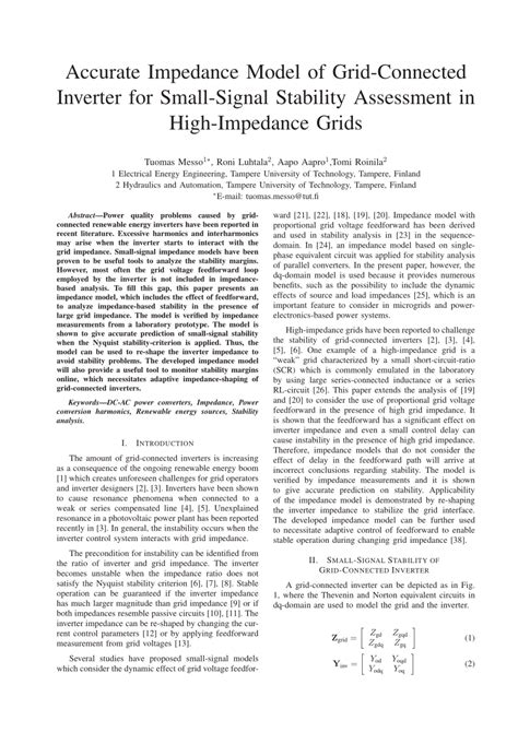 pdf accurate impedance model of grid connected inverter for small