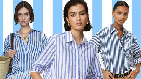 القميص المخطط بالأزرق والأبيض موضة عام 2024 اعرفى اللى يليق معاه