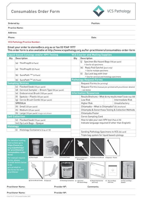 Consumable Order Form V14 Oct By Victorian Cytology Service Issuu