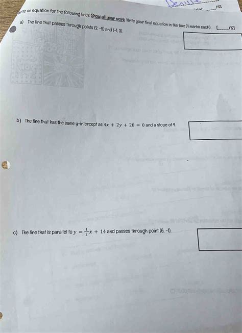 Solved 43 Wrie An Equation For The Following Lines Show All Your