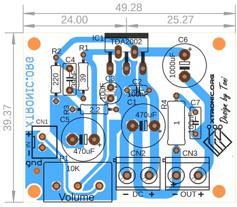 TDA Single Pcb Layout Layout Component Side Xtronic Free Electronic Circuits And