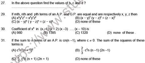 Jee Mathematics Sequence And Series Mcqs Set A With Answers