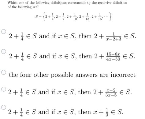 Solved Which One Of The Following Definitions Corresponds To