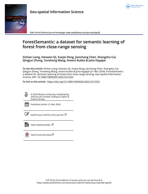 Pdf Forestsemantic A Dataset For Forest Semantic Learning Of Forest From Close Range Sensing
