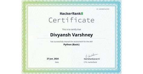 divyansh varshney on linkedin hackerrank skill certificate
