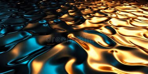 Colorful Rippling Waves Create a Captivating Abstract Background with Blue and Gold Hues Stock ...
