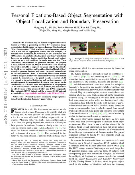Pdf Personal Fixations Based Object Segmentation With Object