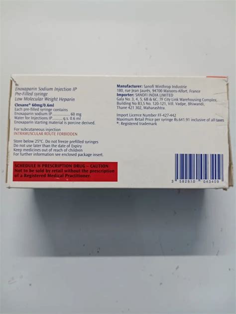 60 Mg Clexane Injection At Rs 550vial Clexane Injection In