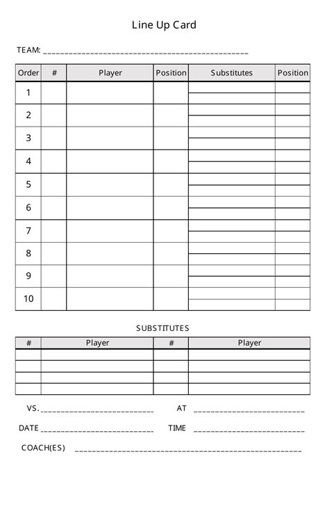 Free Baseball Lineup Card Template Ccalcalanorte