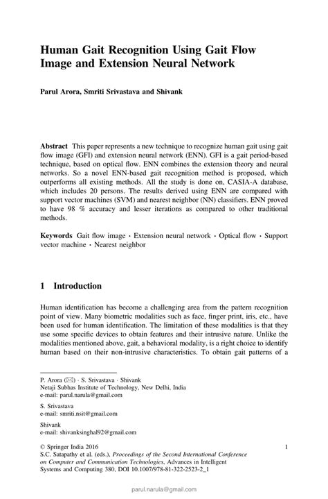 Pdf Human Gait Recognition Using Gait Flow Image And Extension Neural Network