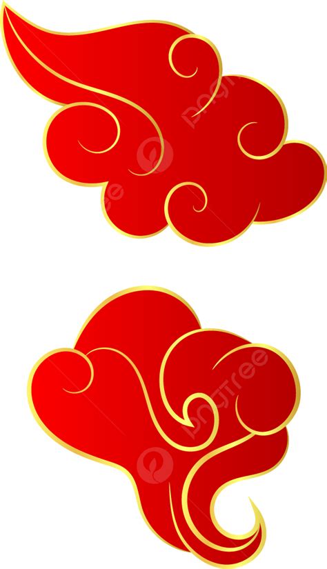 중국 스타일의 전통적인 붉은 황금 상서로운 구름 중국 새해 벡터 중국 구름 클립 아트 중국 전통 구름 Png 일러스트 및 벡터 에 대한 무료 다운로드 Pngtree