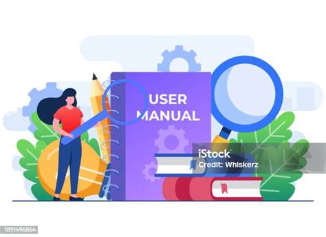 사용자 매뉴얼 북 플랫 일러스트 벡터 템플릿 가이드 지침 매뉴얼 북 고객 가이드 유용한 정보 사용자 가이드 가이드북 핸드북 자습서 방향에 대한 스톡 벡터 아트 및 기타
