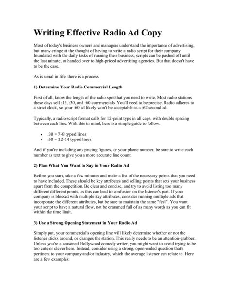 Effective Radio Ad Copy A Guide To Writing Great Ads